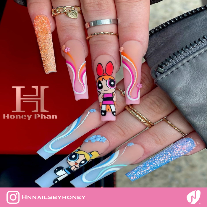 Powerpuff Girls Nail Design Ideas