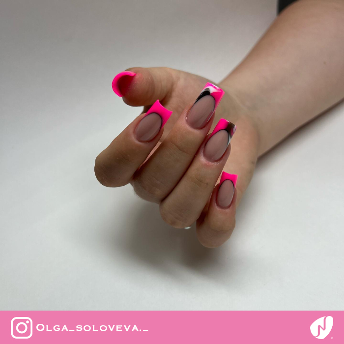 Neon Colored French Tip Nails